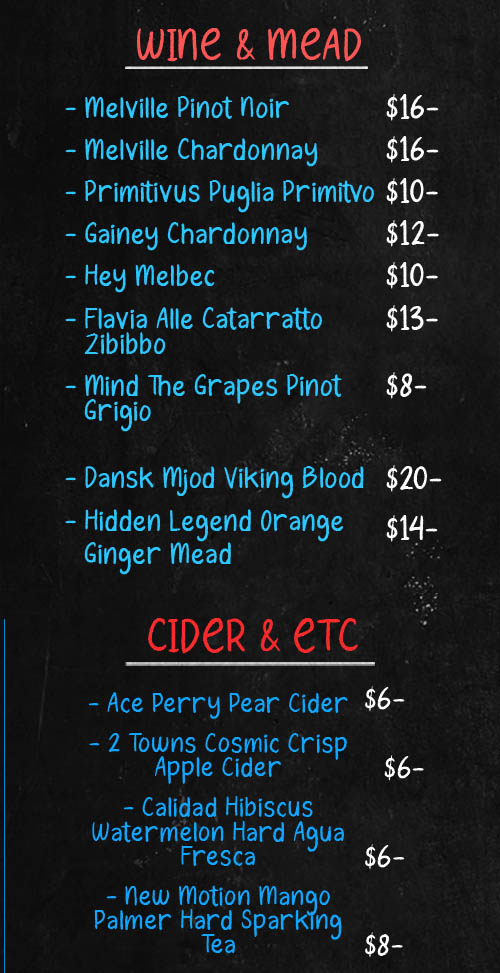 Menu - Game N Grounds - Gaming and Food in Chatsworth